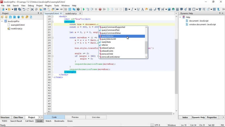 CodeLobster IDE: The practice of JavaScript Programming